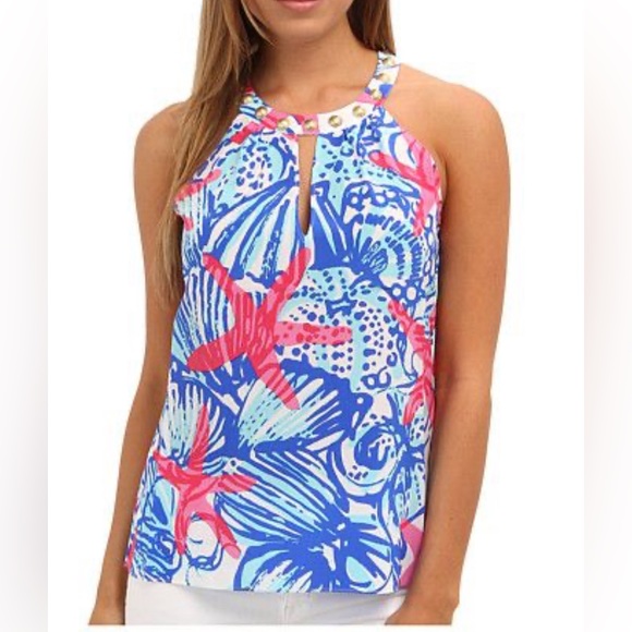 Lilly Pulitzer | Tops | Lilly Pulitzer Rogan Resort White She Shells ...